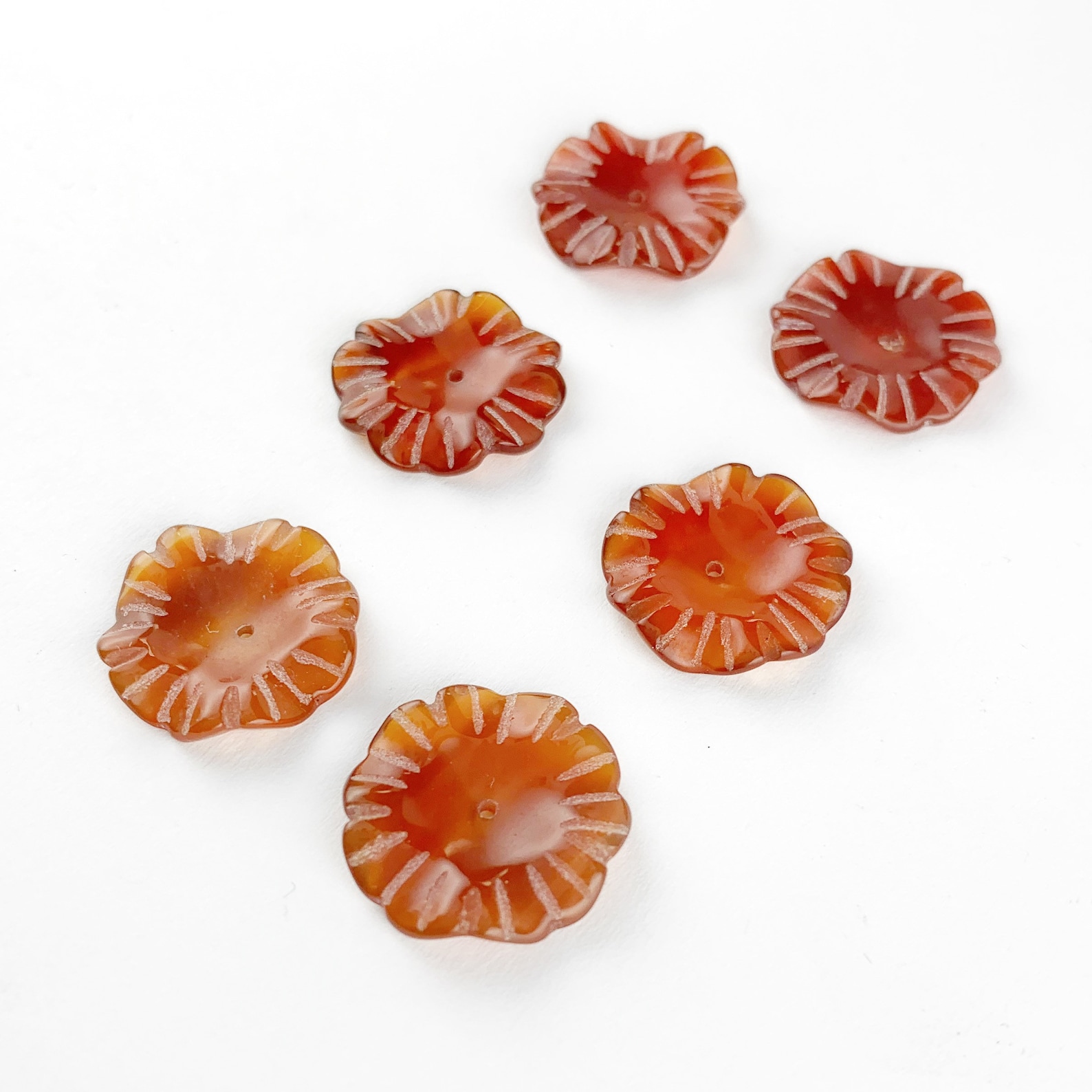 Carved Carnelian Flowers Natural Carnelian Flower Beads - Etsy