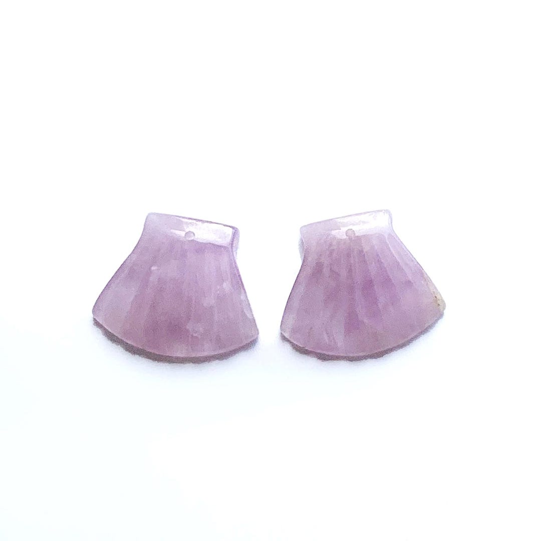 Vintage Art Deco Carved Amethyst Clam Shell Beads: 24mm Front Drilled ...