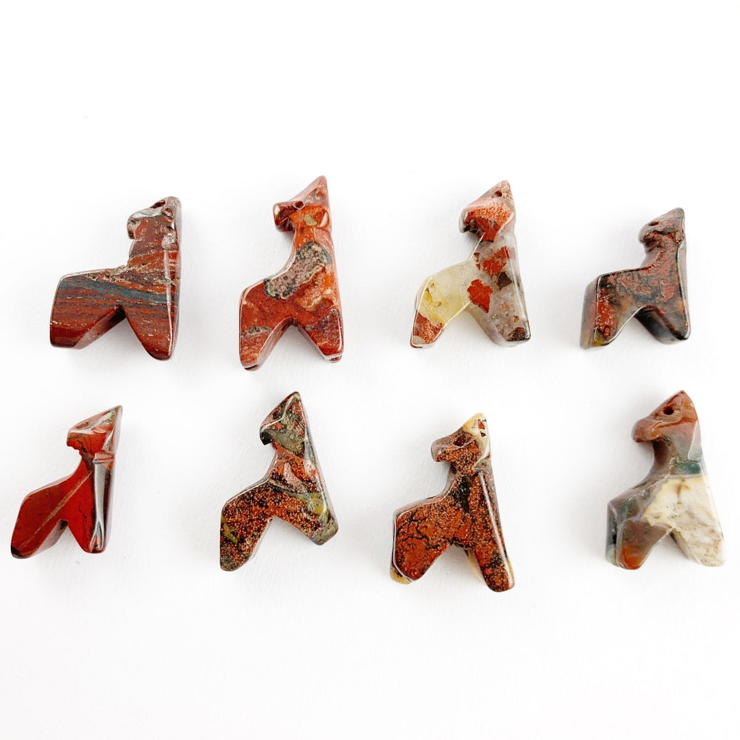 Native American Zuni Wolf Animal Fetish Beads 10-16mm, Brecciated ...