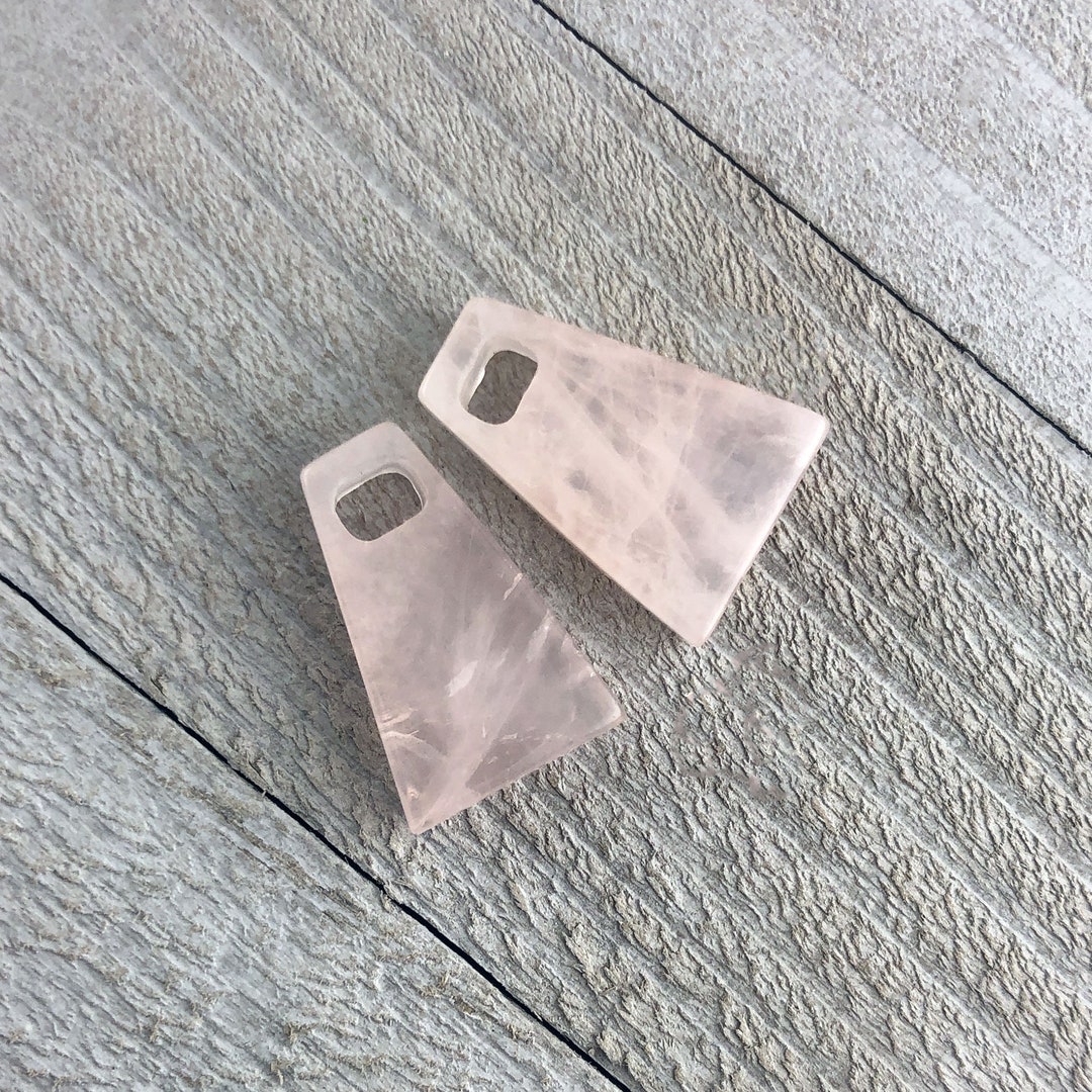 Vintage Natural Rose Quartz Trapezoid Beads, 23mm, Art Deco Beads, Rose ...