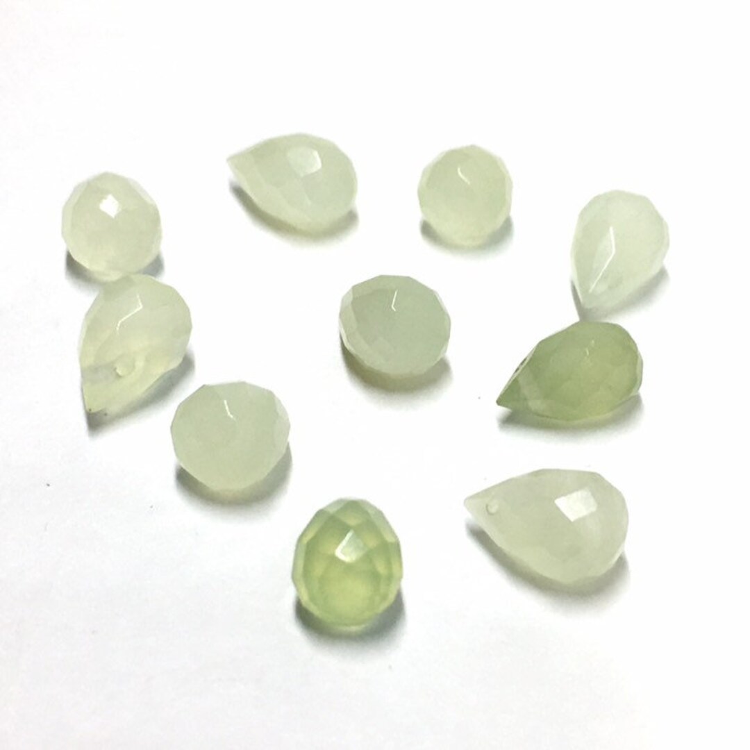 New Jade Faceted Teardrop Beads, 10mm, Green Serpentine Faceted Pear ...
