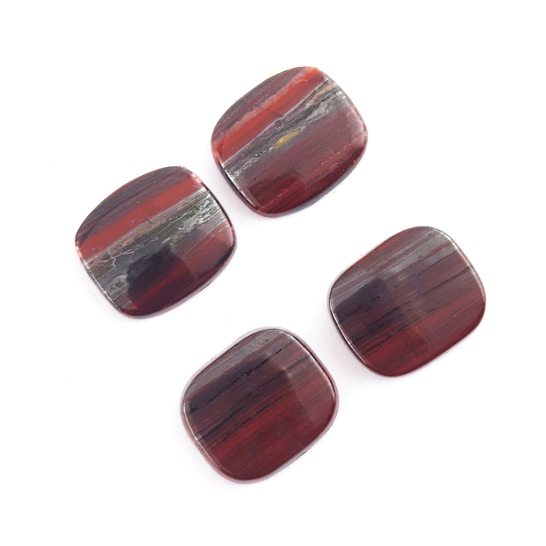 Large Tiger Iron Soft Rectangle Cabochon Pair, 16x13 SBBT Cabochons ...