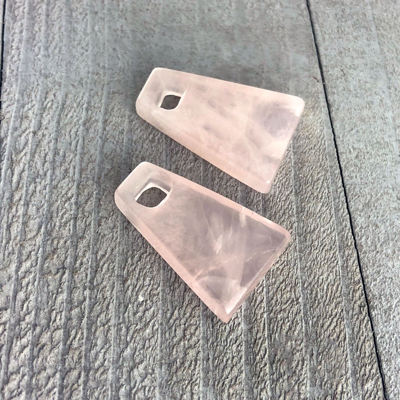 Vintage Natural Rose Quartz Trapezoid Beads, 23mm, Art Deco Beads, Rose ...
