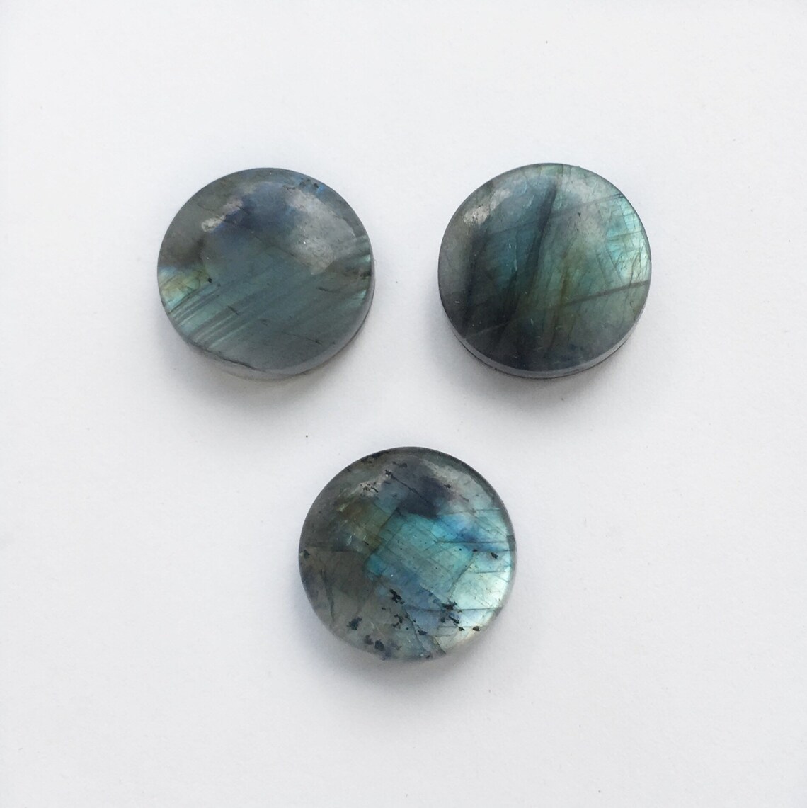 Set of 3 Large Labradorite Grooved 17mm Cabochons for Earring and ...