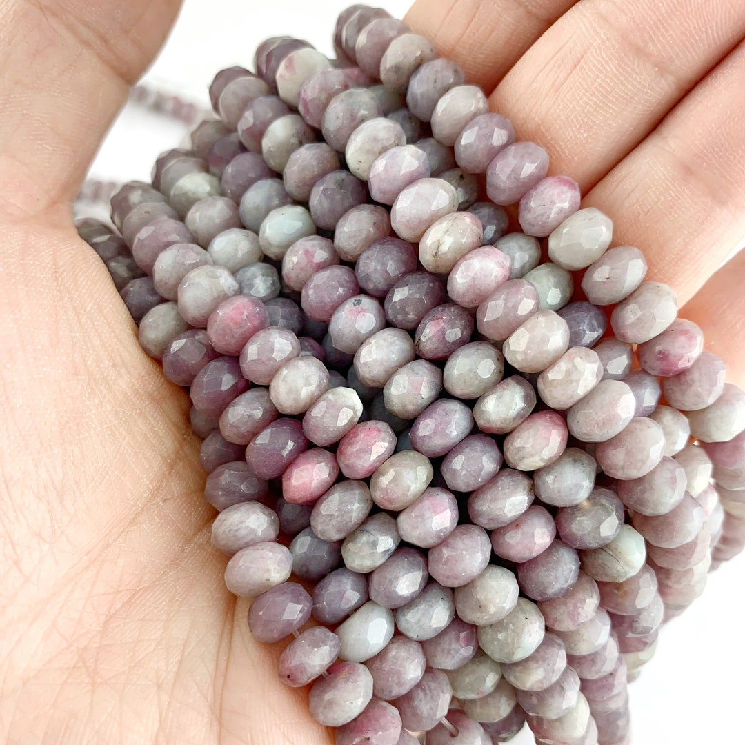 Purple Jade Faceted Rondelle Beads, 7mm Beads, Dyed Pink and Purple ...