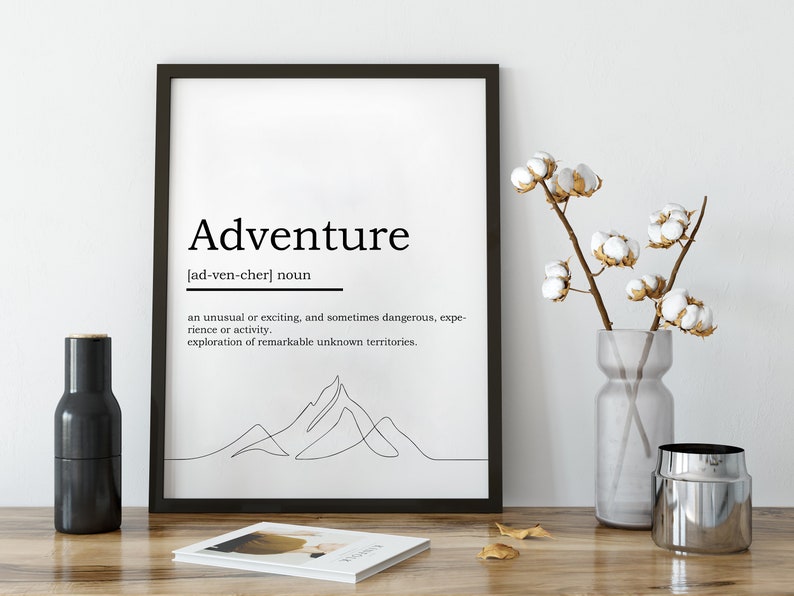 ADVENTURE DEFINITION Art, DICTIONARY Art, Single Line Art, Simple ...