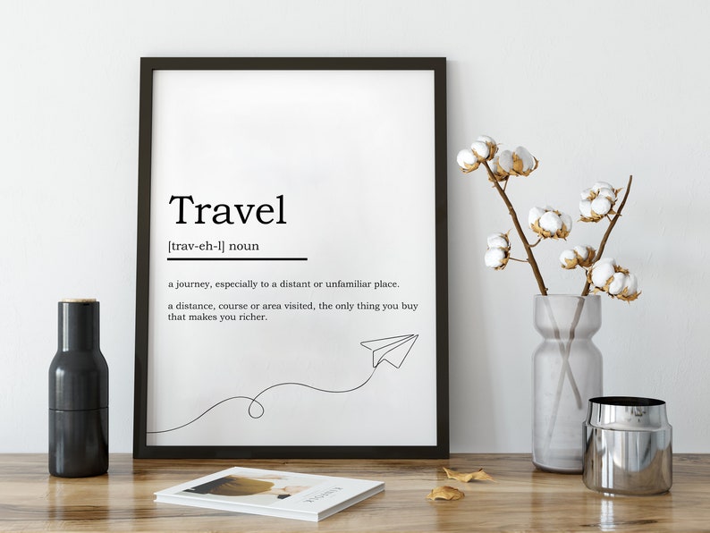 TRAVEL Definition Art, Dictionary Art, Single Line Art, Simple & Unique ...