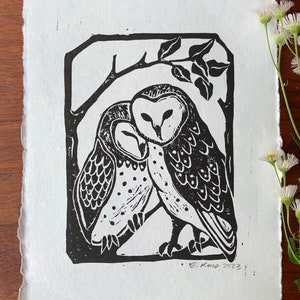 Owl Lovers, Barn Owl Print, Owl Block Print, Cottage Core Decor, Witch ...