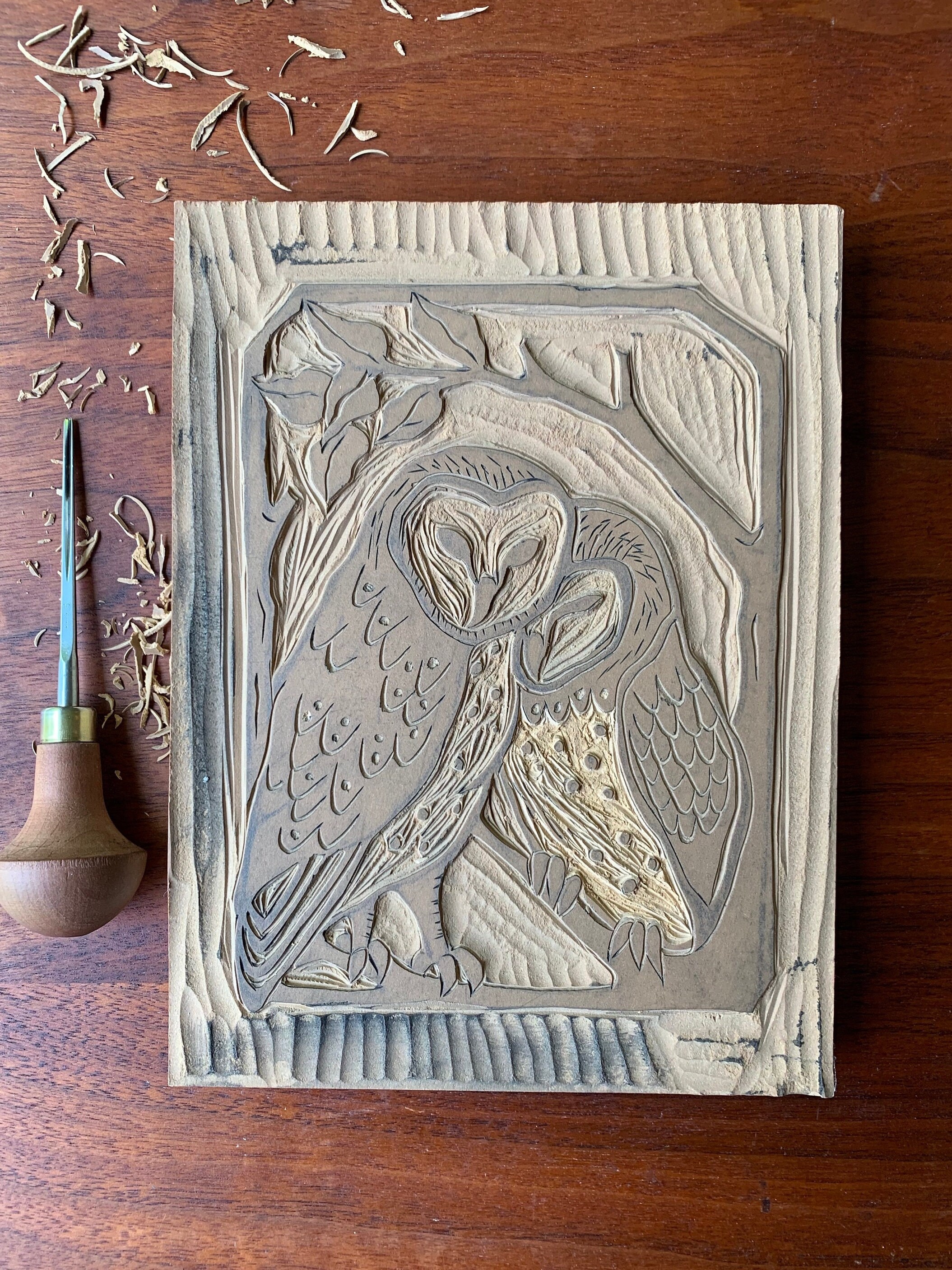 Owl Lovers, Barn Owl Print, Owl Block Print, Cottage Core Decor, Witch ...