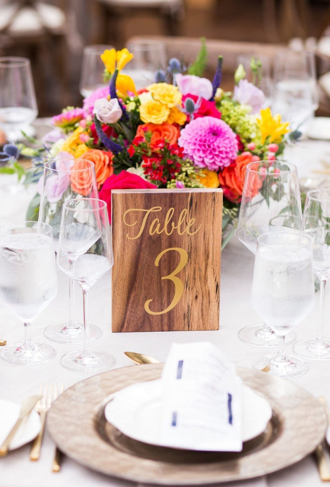 Wood Block Table Numbers With Custom Design for Wedding or Special ...