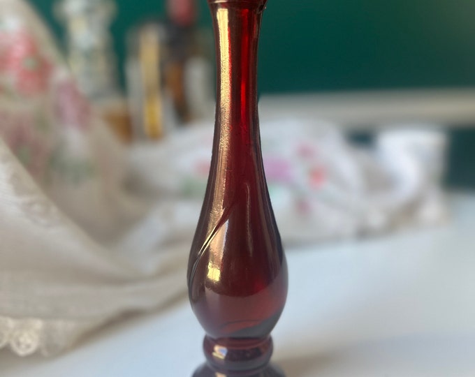 Vintage Ruby Red Bud Vase - Avon 1970s “unforgettable” With Free Same ...