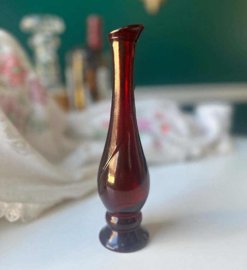 Vintage Ruby Red Bud Vase Avon 1970s unforgettable With Free Same or ...