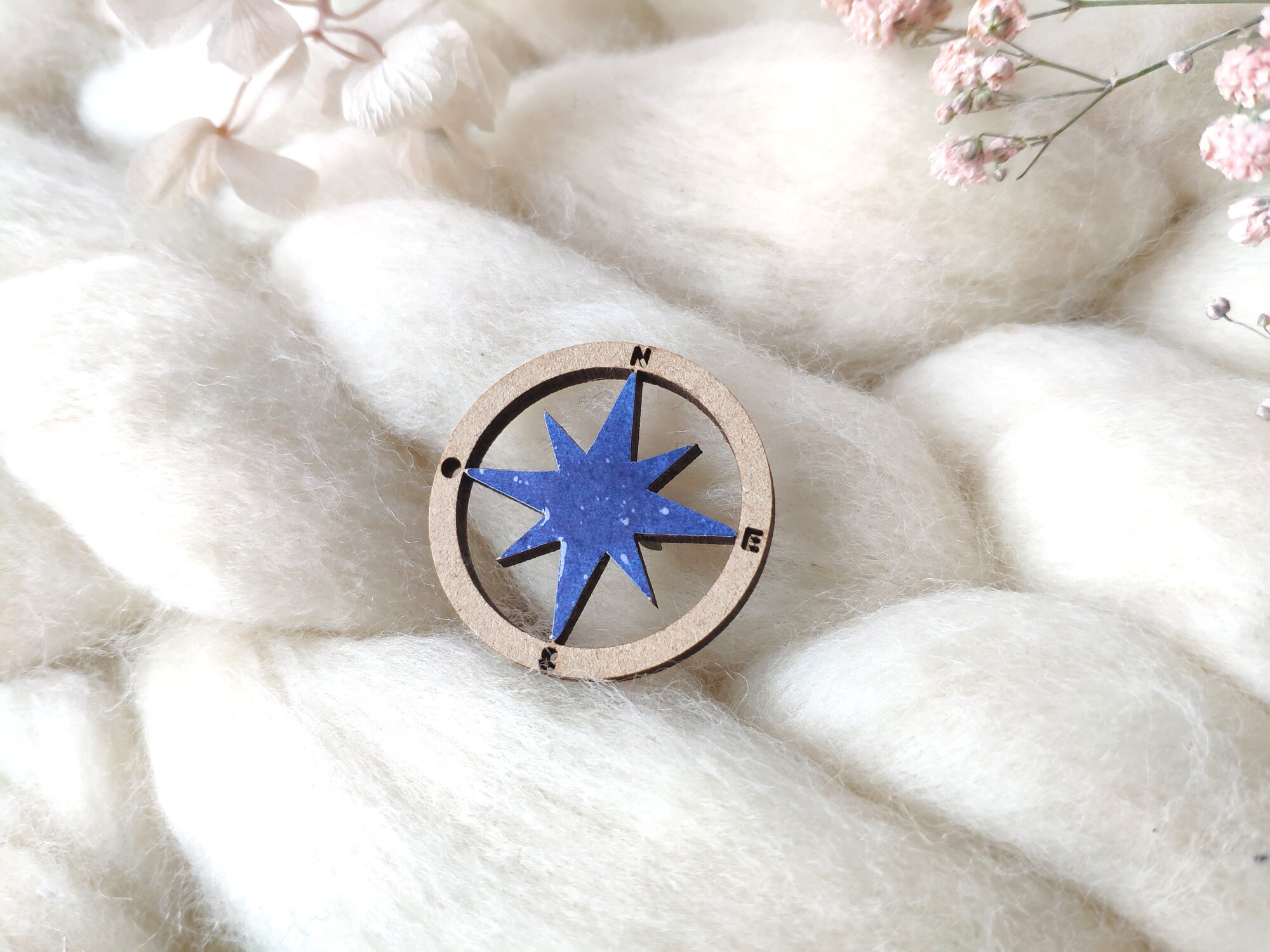 Compass Rose Laser Cut Wood and Origami Paper Blue Teal - Etsy