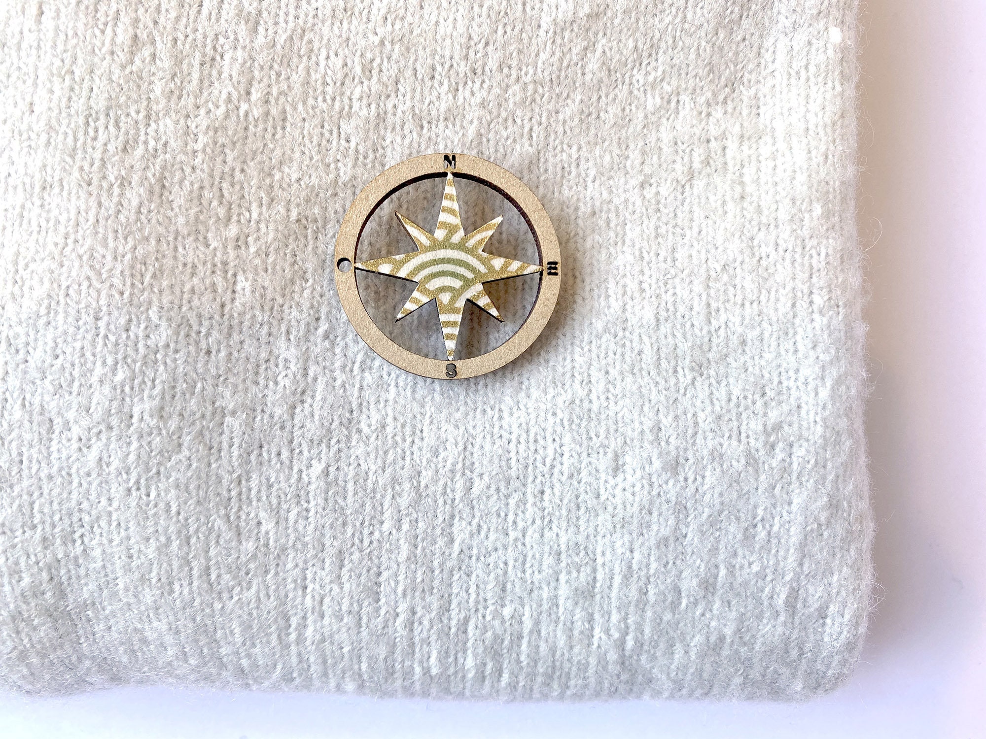 Compass Rose Laser Cut Wood and Origami Paper Blue Teal - Etsy