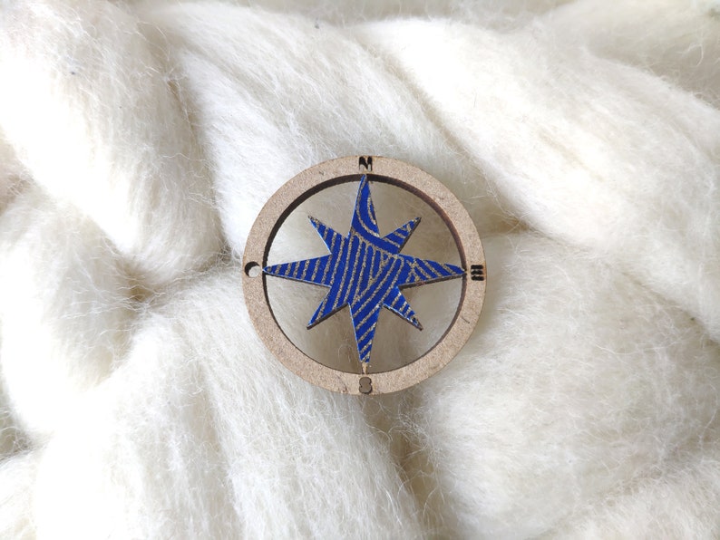 Compass Rose Laser Cut Wood and Origami Paper Blue Teal - Etsy