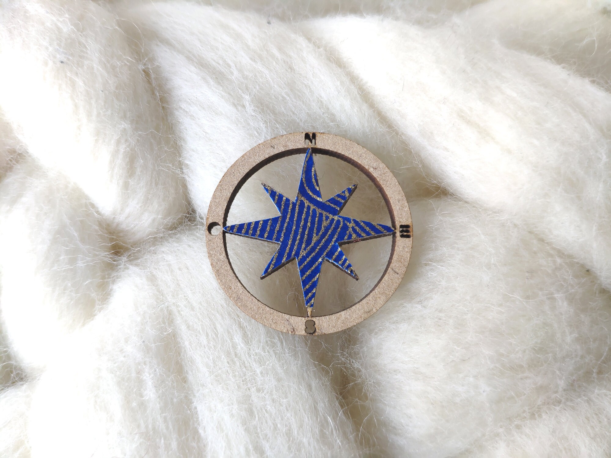 Compass Rose Laser Cut Wood and Origami Paper Blue Teal - Etsy