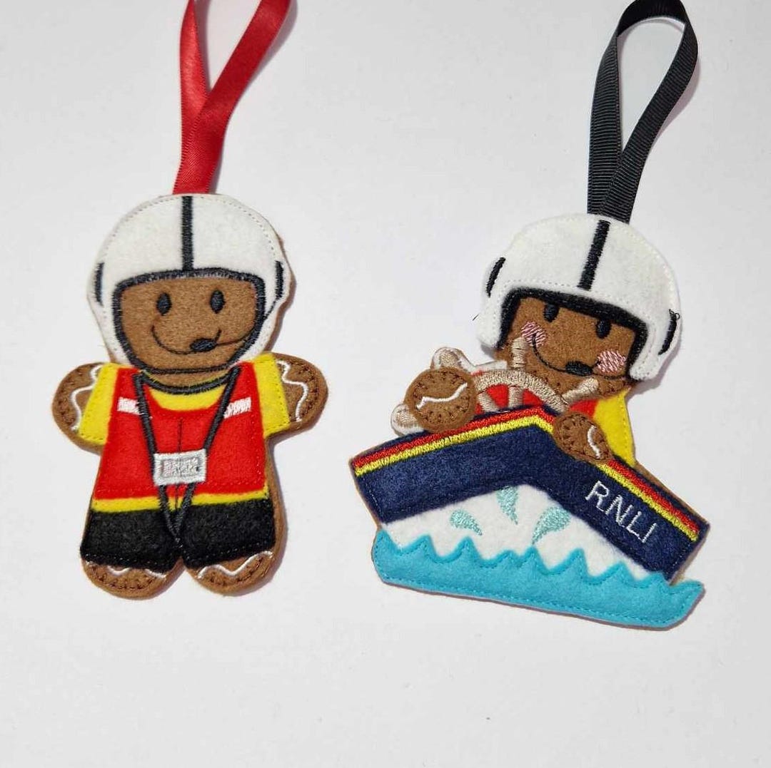 Lifeboat Crew, Lifeguard, Lifeboat Gingerbread Felt Decoration. Hanging ...