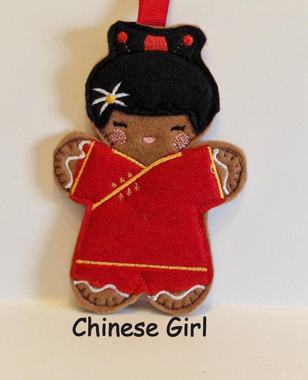 Chinese Lady Gingerbread Felt Decoration, Keyring / Fridge Magnet or ...