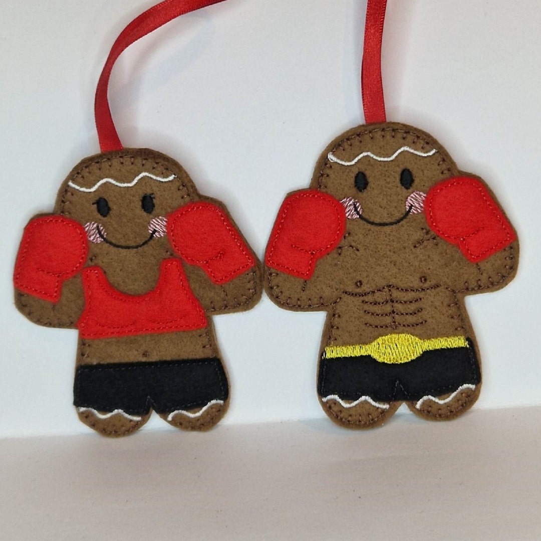 Boxing Boxer Gingerbread Felt Hanging Decoration, Keyring, Fridge ...