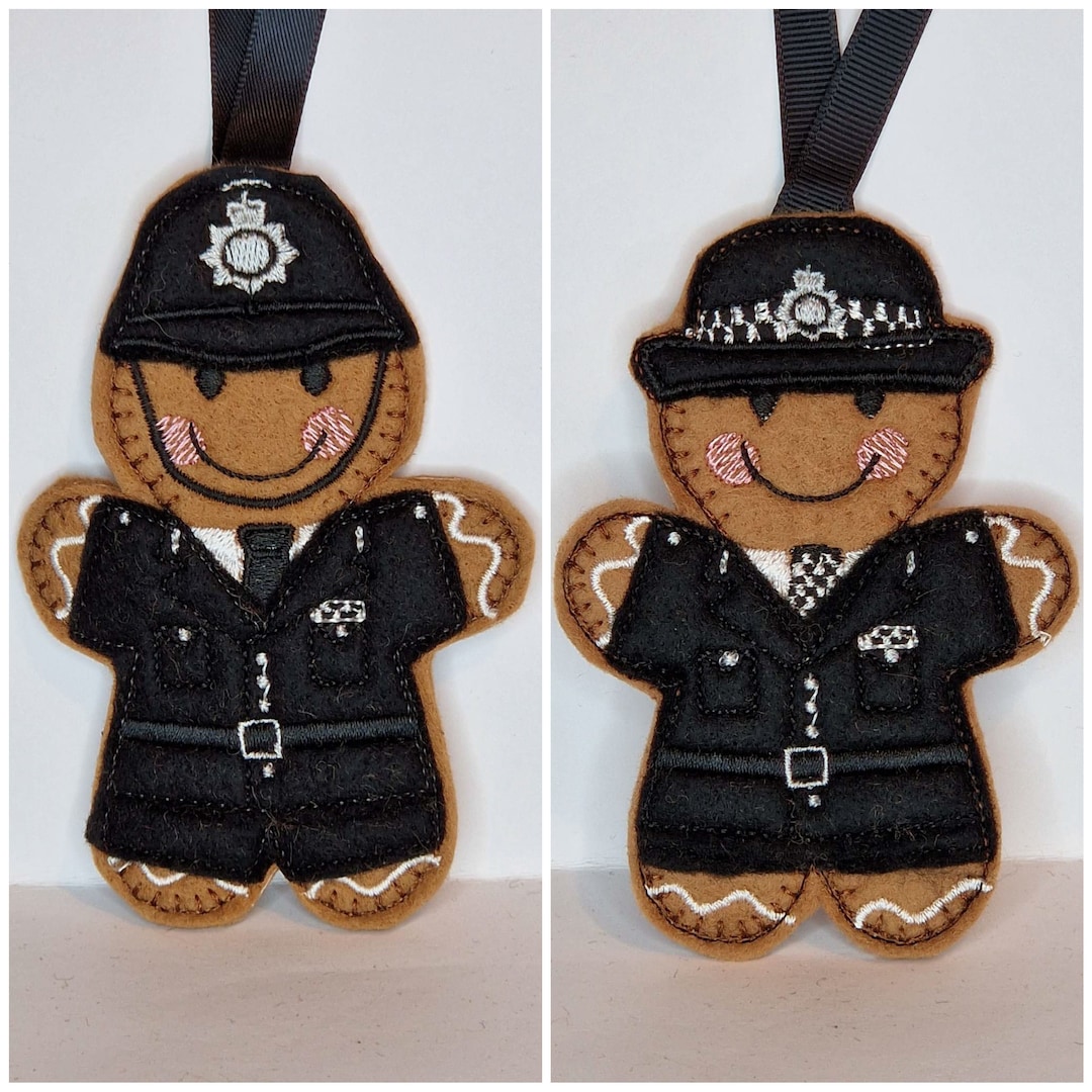 Police Gingerbread Felt Hanging Decoration, Ornament Christmas Tree ...