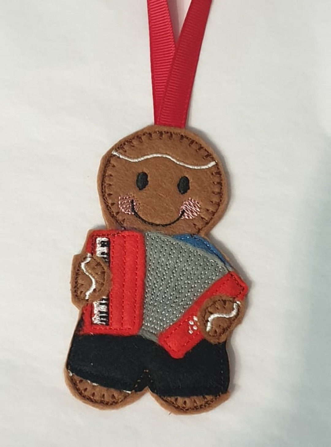 Accordion Player Gingerbread Man/person Felt Hanging Decoration, Fridge ...