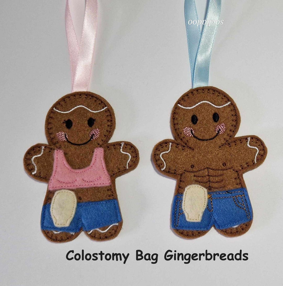 Colostomy Stoma Bag Gingerbread Man/person, Felt Hanging Decoration ...