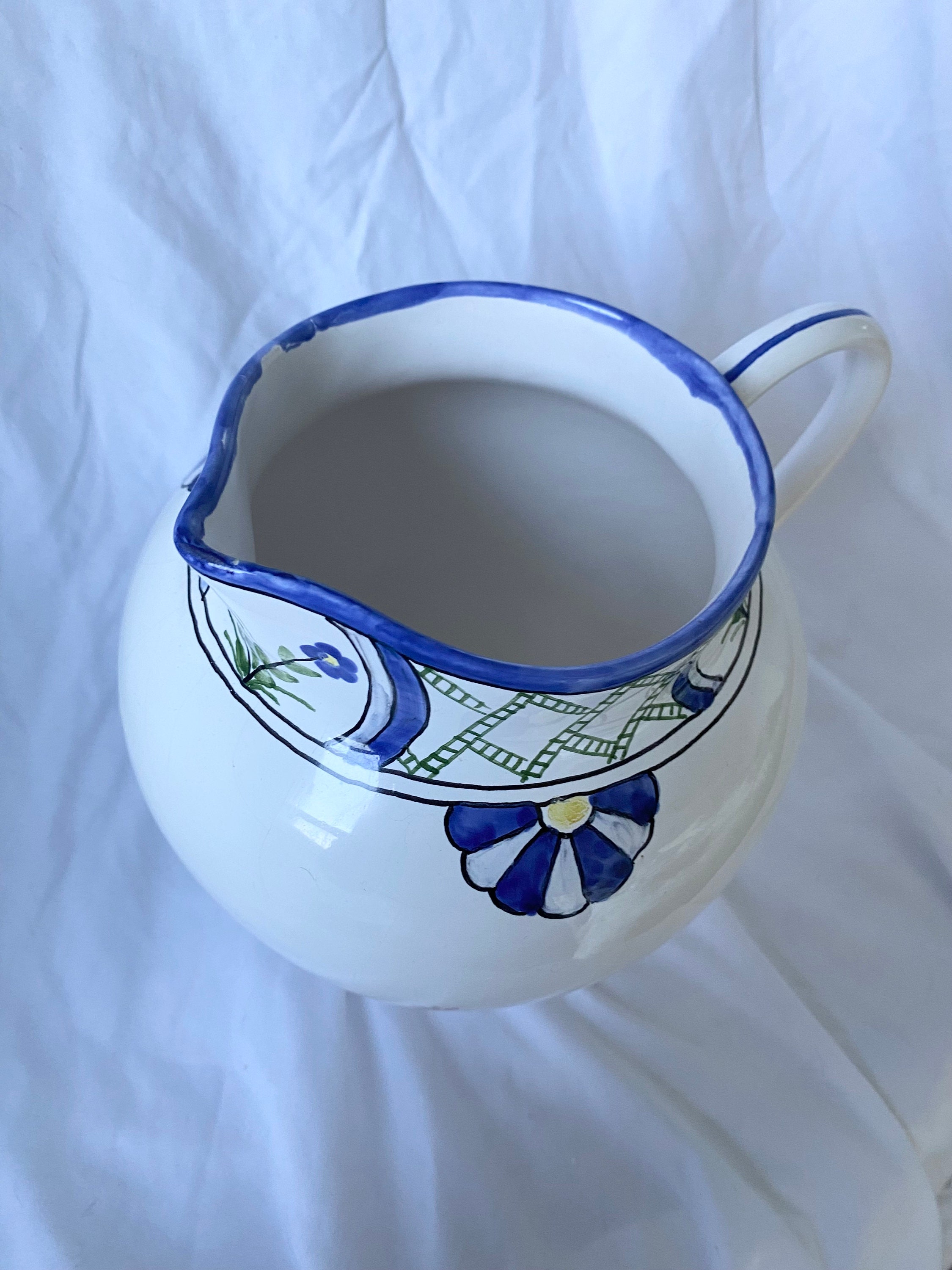 Vintage Hand-painted Portuguese Pitcher - Etsy