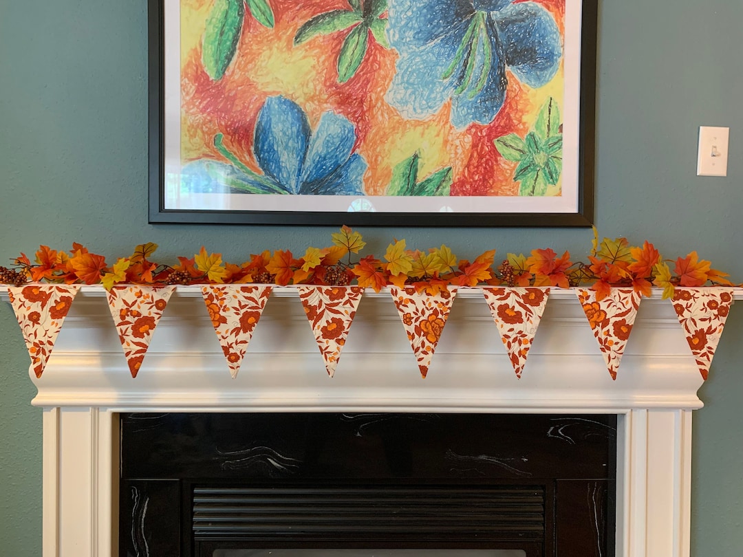 Fall Mantle Scarf Fireplace Decor Autumn Decoration Vintage - Etsy