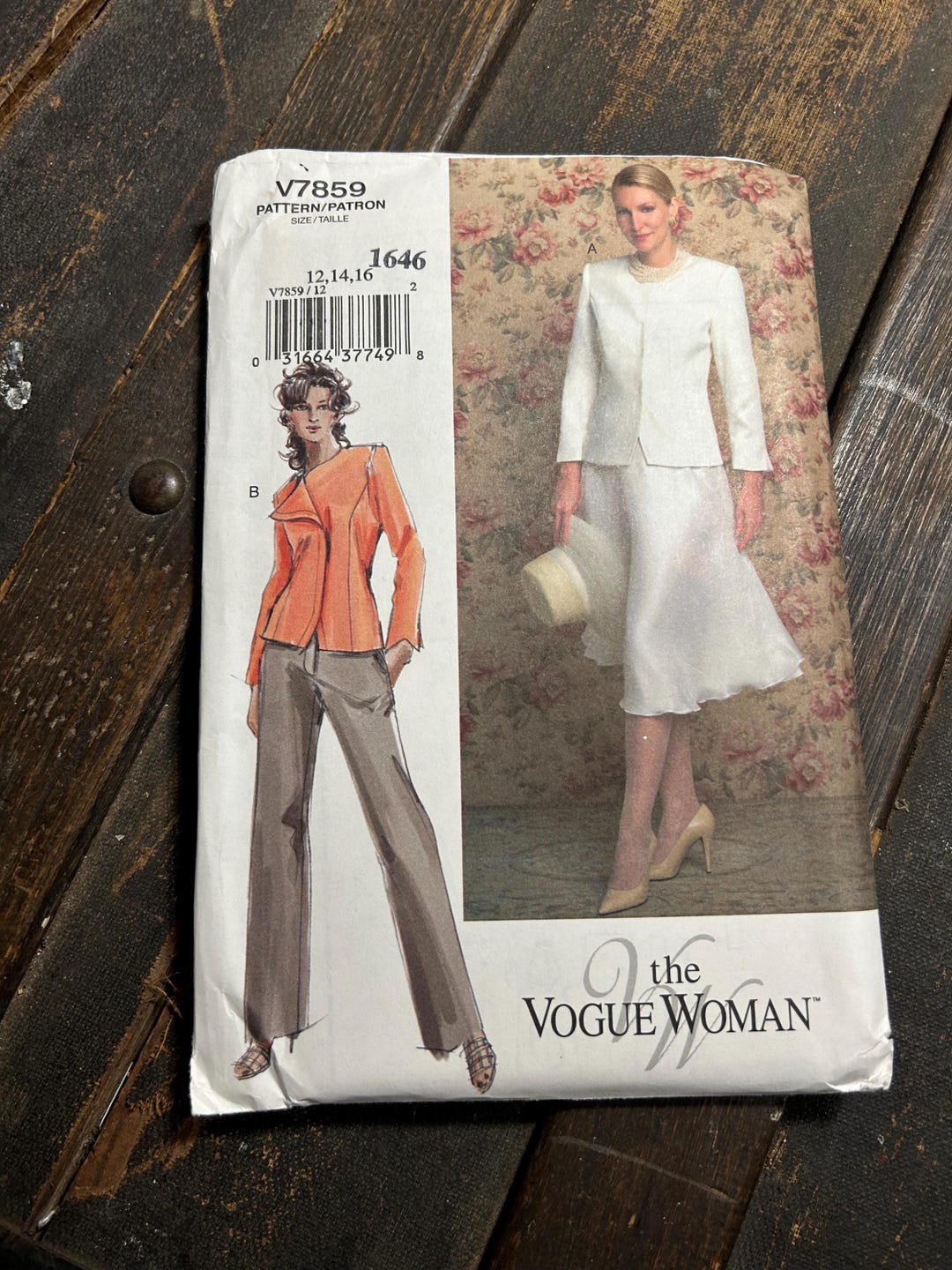 The Vogue Woman Sewing Pattern 7859. Size 12-14-16 - Etsy