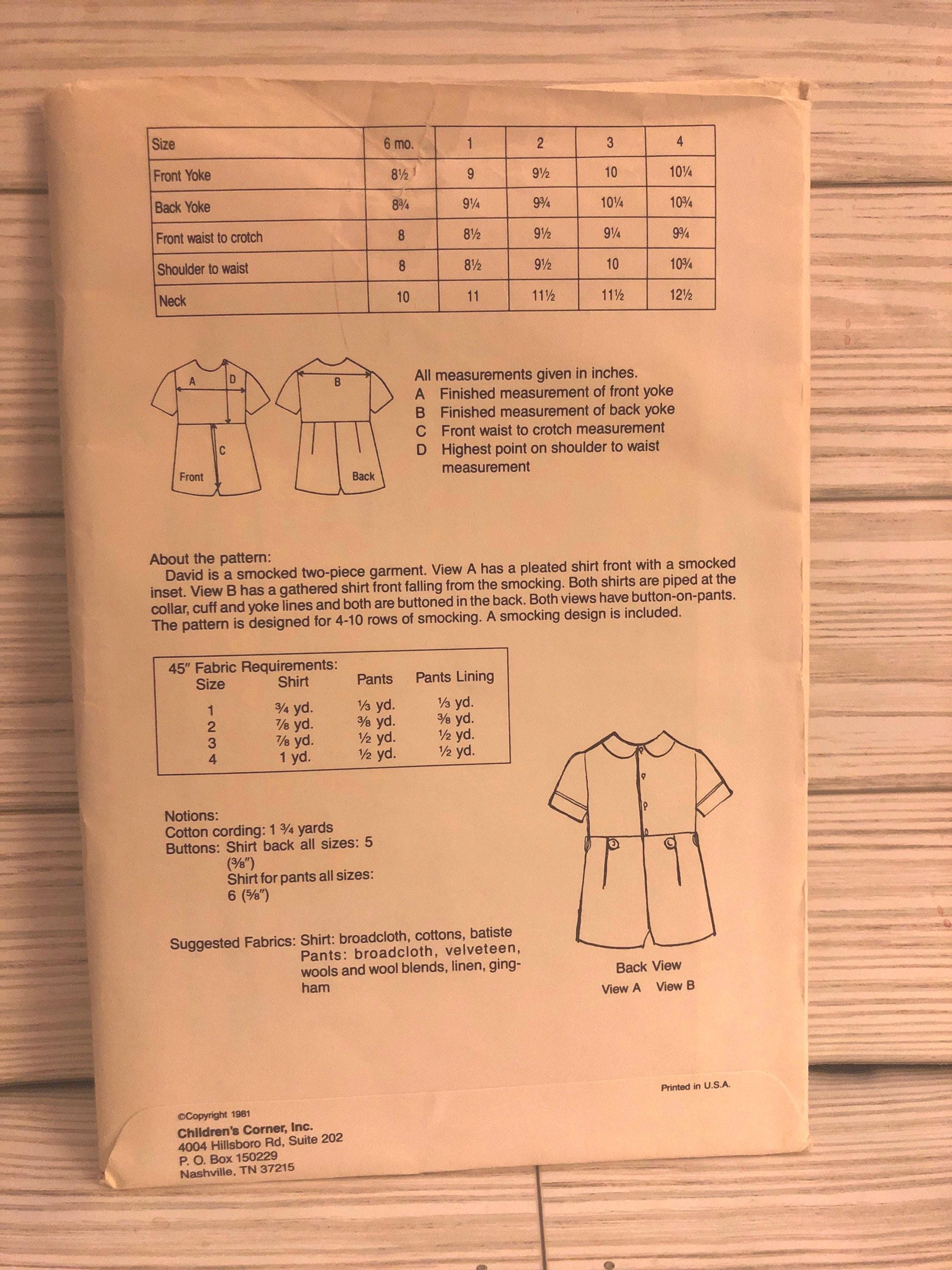 David Pattern by the Children’s Corner Patterns - Etsy
