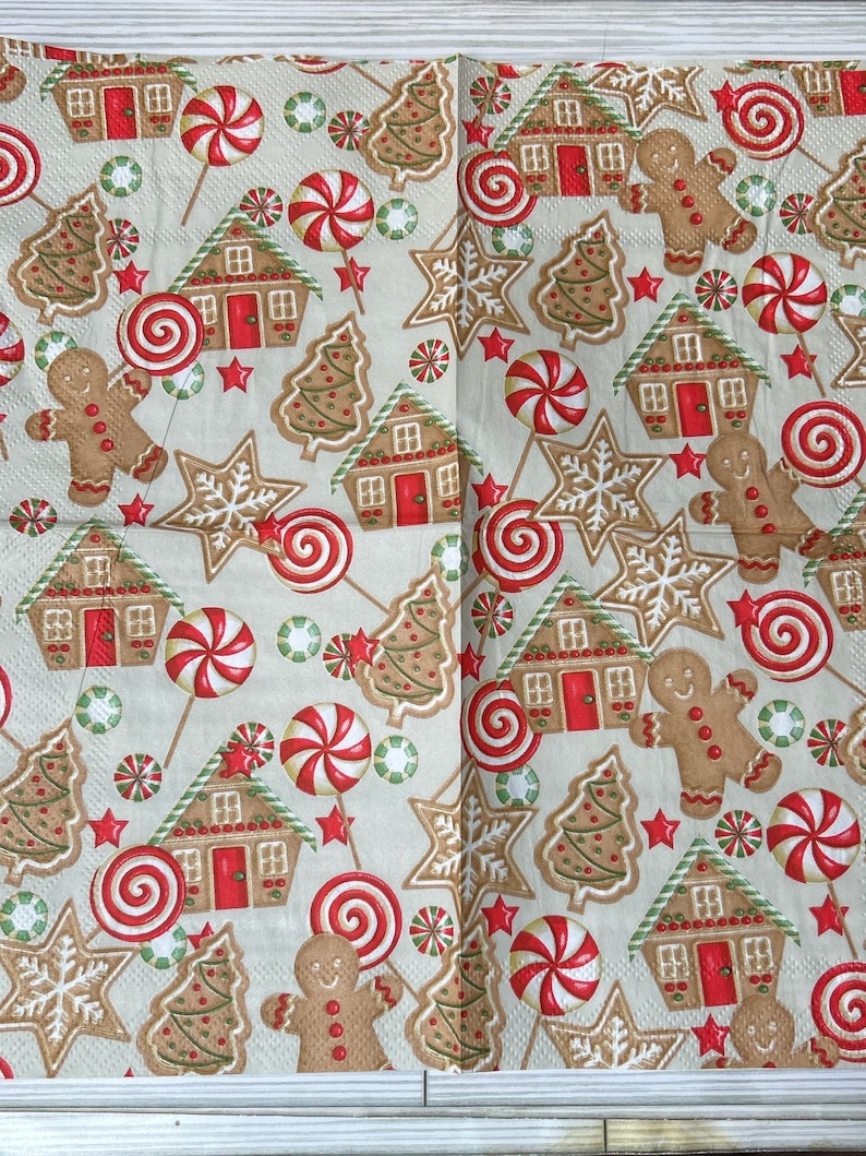 Gingerbread Man, House and Candy Cocktail Paper Napkin. - Etsy