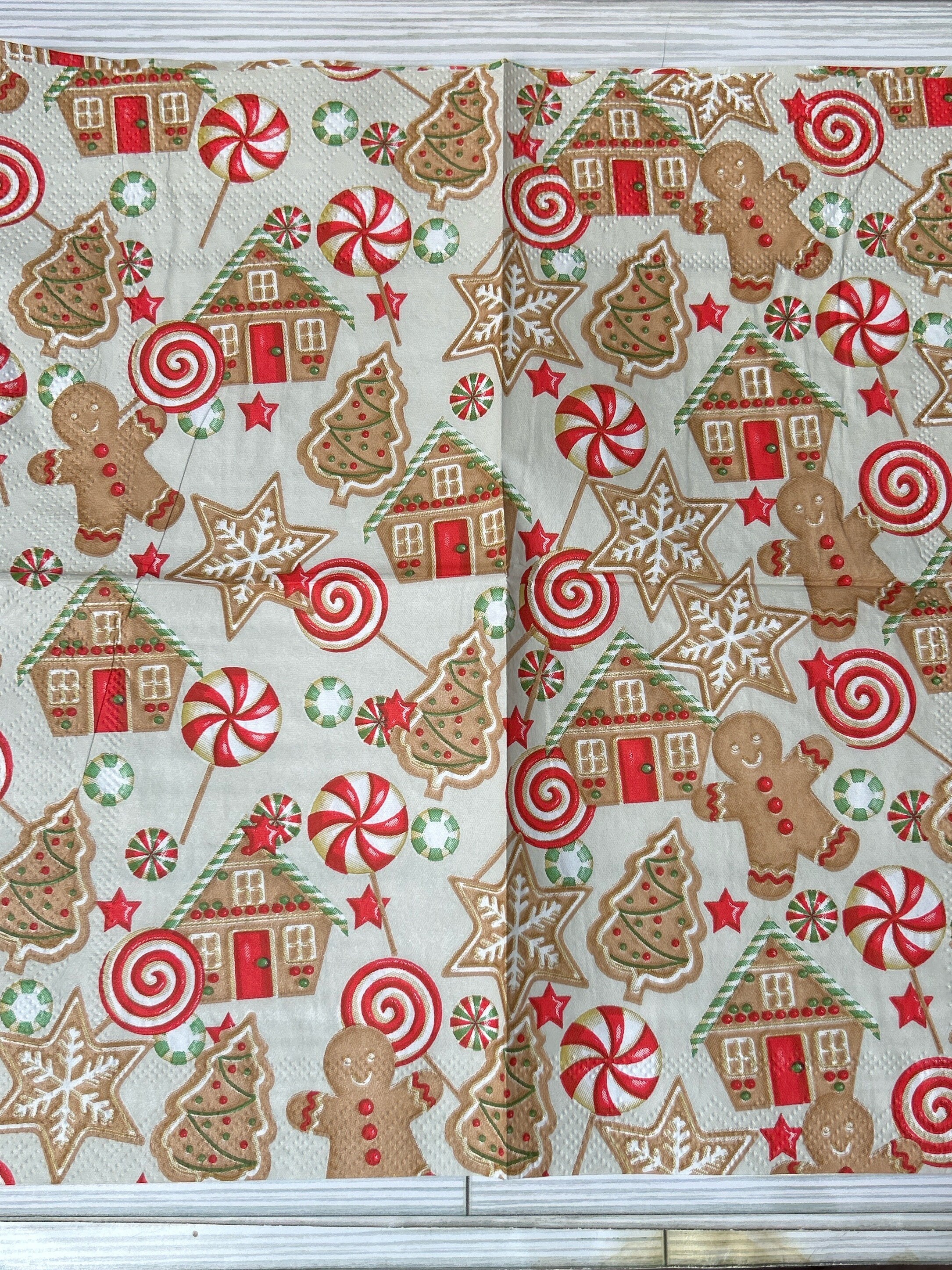 Gingerbread Man, House and Candy Cocktail Paper Napkin. - Etsy