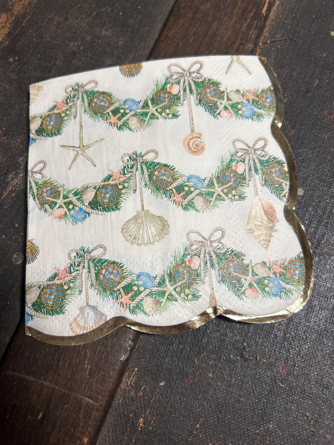Sea Shell Christmas Swag Cocktail Paper Napkin - Etsy