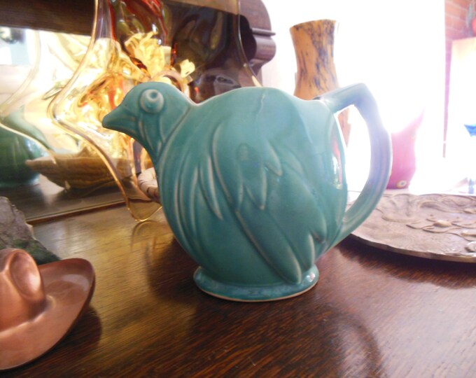 Vintage Mccoy Chicken Pitcher 1940s Teal Turquoise Mccoy Bird Pitcher ...