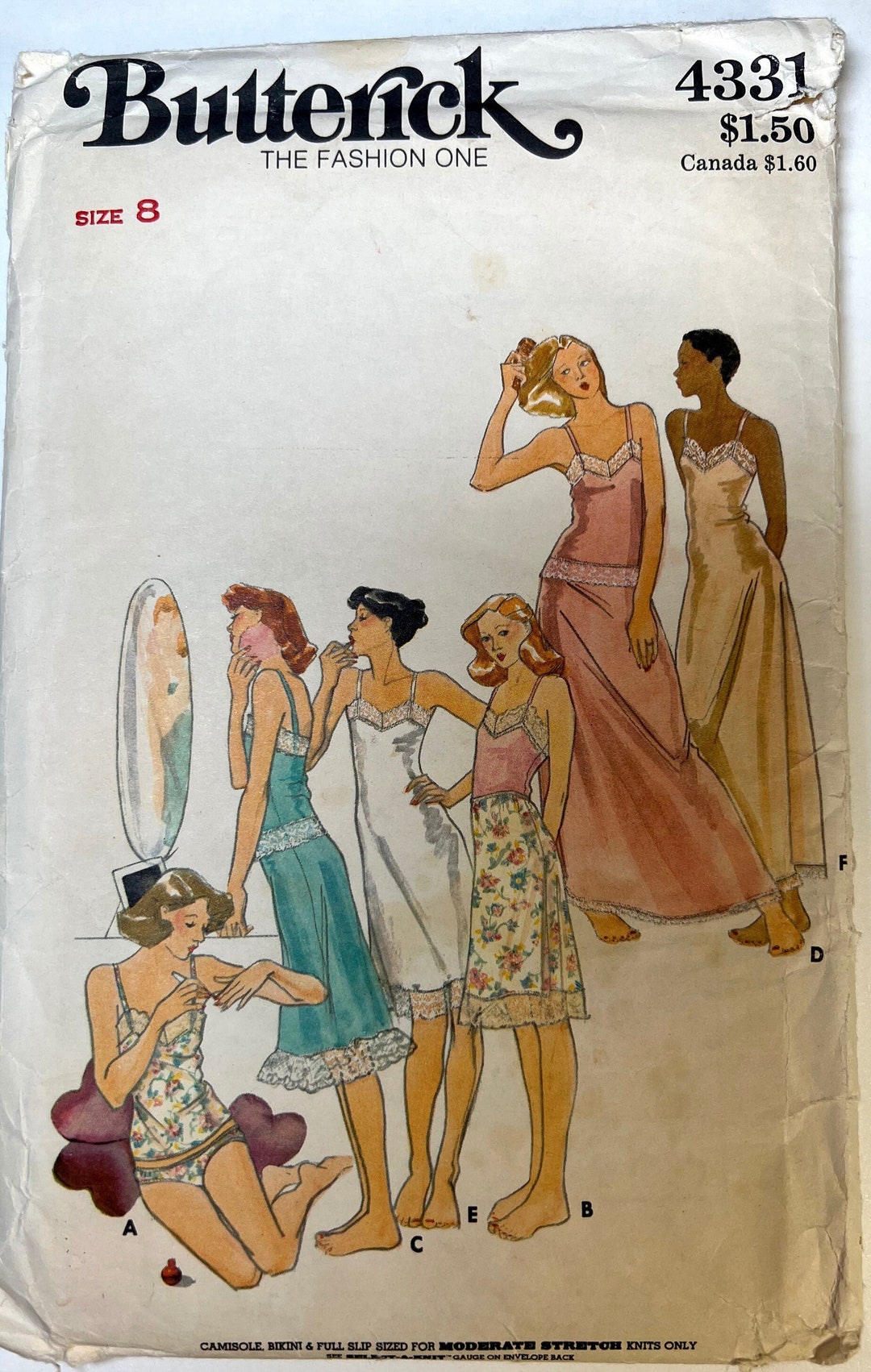 Vintage Butterick Sewing Pattern 1970's Lingerie 4331 - Etsy