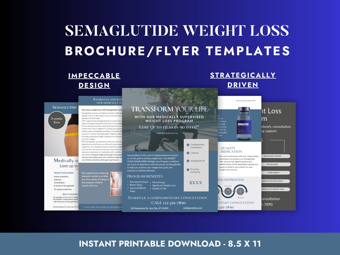 Semaglutide Brochure/weight Loss Marketing Flyer, Canva Editable ...