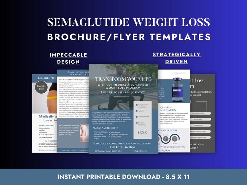 Semaglutide Brochure/weight Loss Marketing Flyer, Canva Editable ...