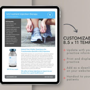 B12 Injection Flyer: Med Spa Patient Education (editable Canva, Instant ...