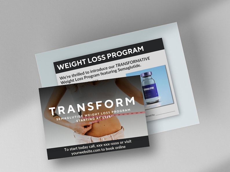 Semaglutide Weight Loss Marketing Flyer Promo Card, Canva Editable ...