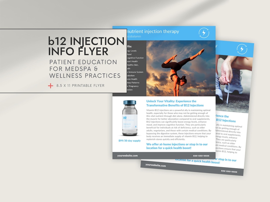 B12 Injection Flyer: Med Spa Patient Education (editable Canva, Instant ...