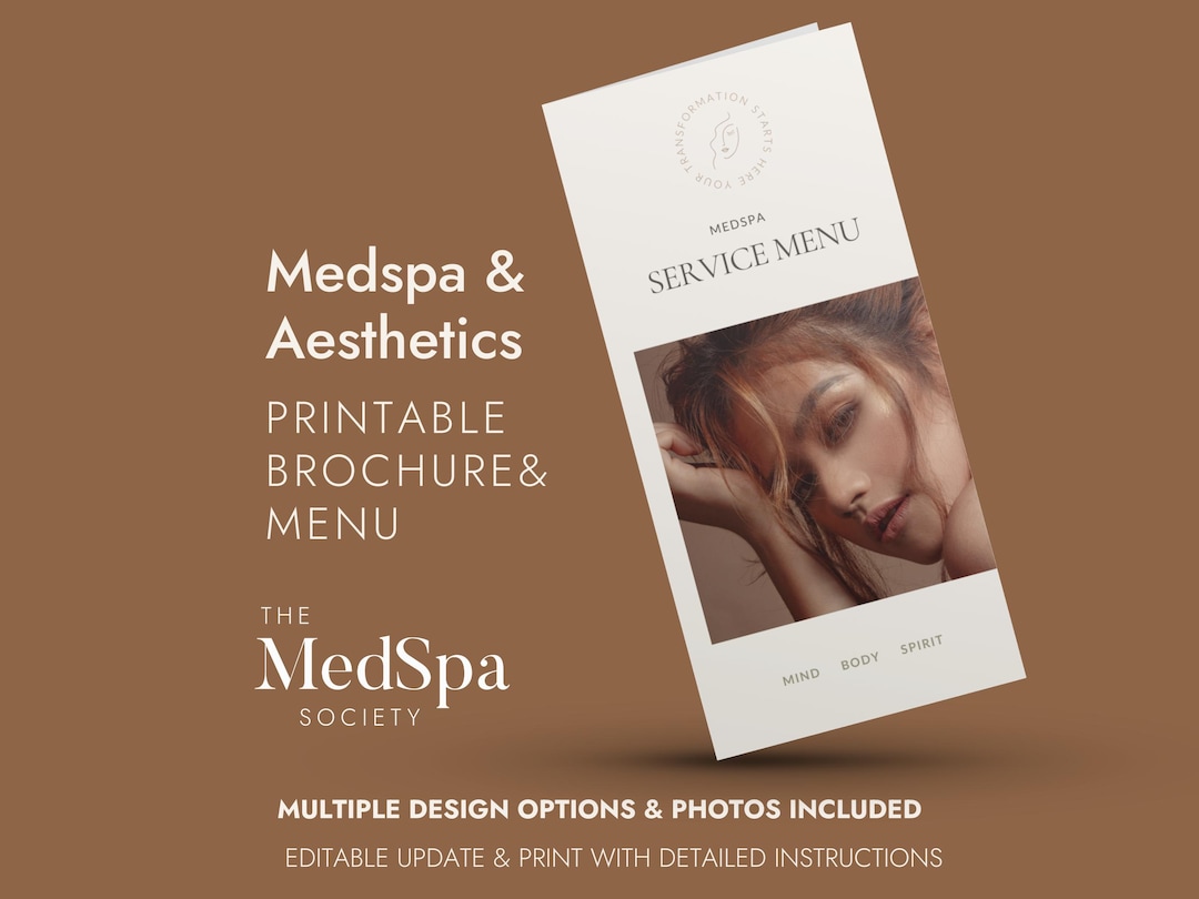 Medspa Menu Tri-fold Brochure: Editable Canva Template (instant ...