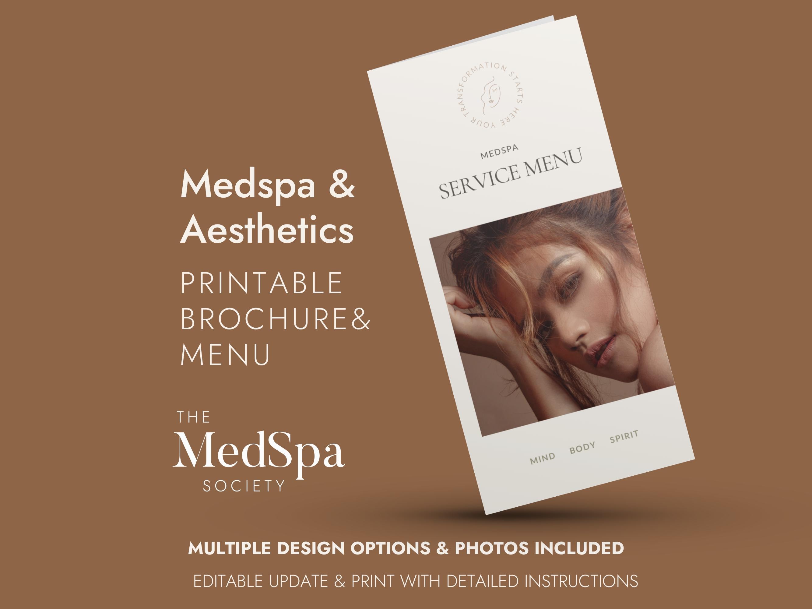 Medspa Menu Tri-fold Brochure Editable Canva Template Features Fully ...