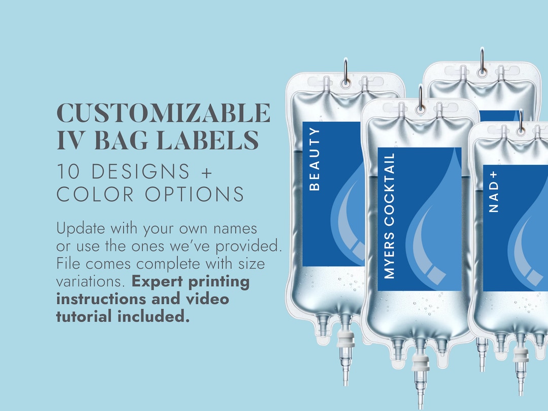 IV Bag Labels | Iv Hydration Printable | Iv Drip Templates | Iv Vitamin ...