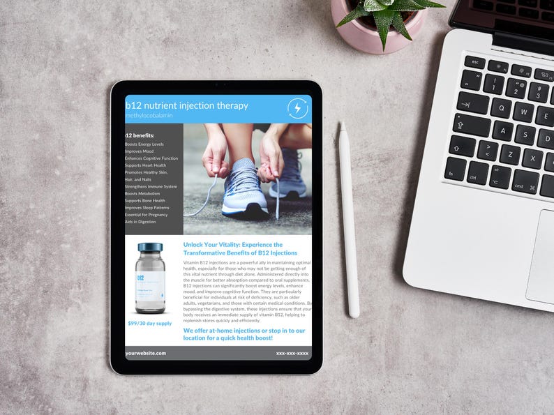 B12 Injection Flyer: Med Spa Patient Education (editable Canva, Instant ...