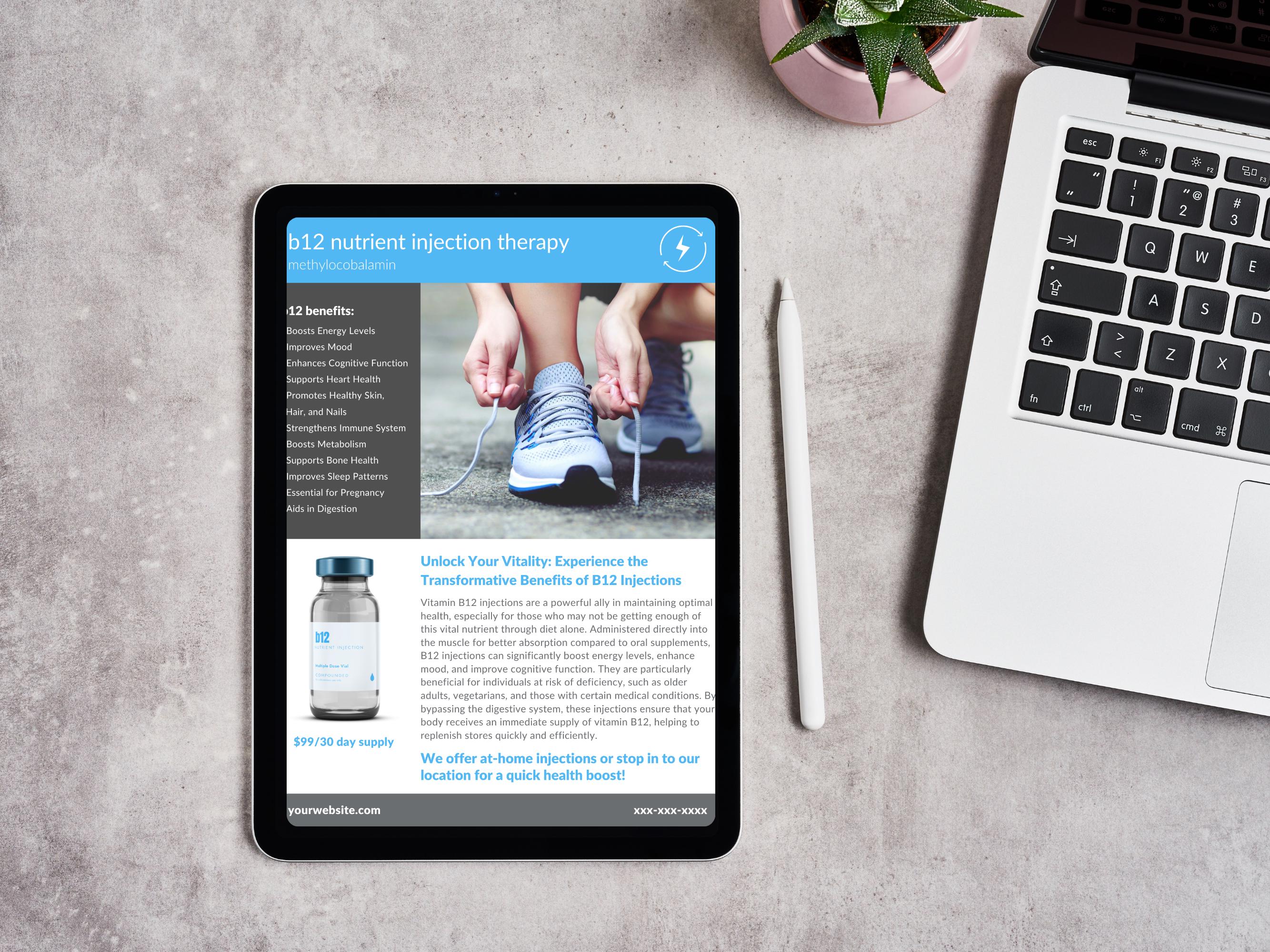 B12 Injection Flyer: Med Spa Patient Education (editable Canva, Instant ...