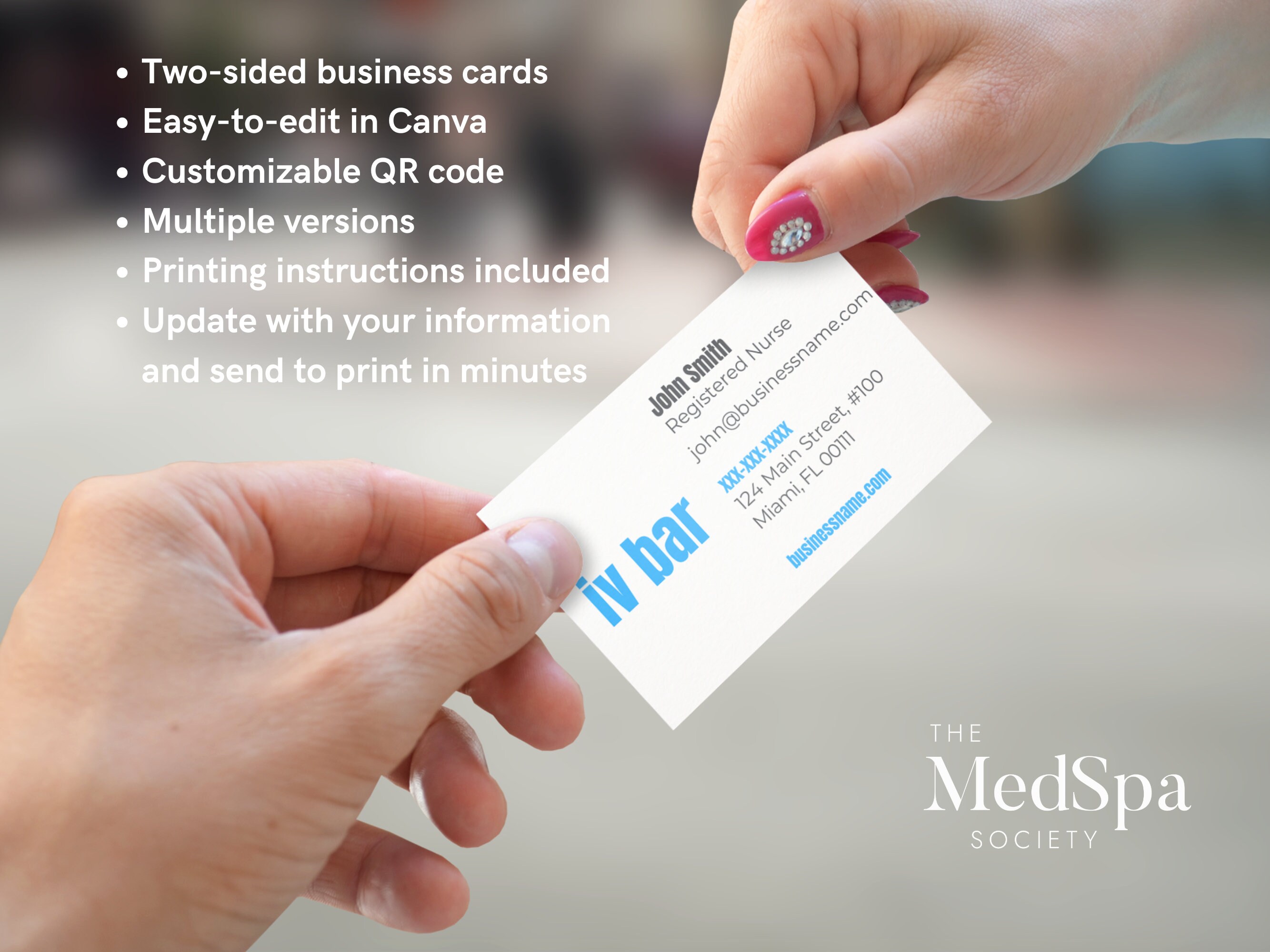 IV Vitamin Therapy Editable Business Card Template, Business Card ...