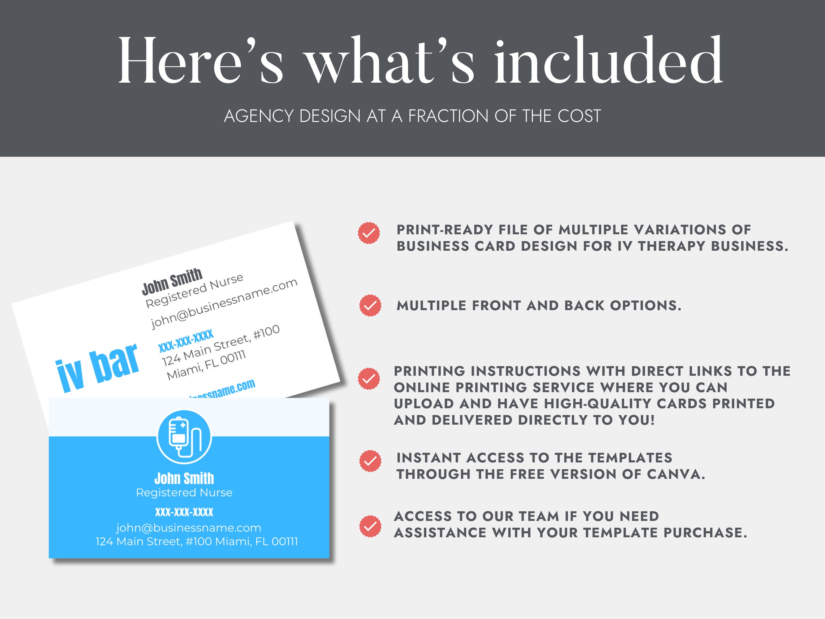 IV Vitamin Therapy Editable Business Card Template, Business Card ...