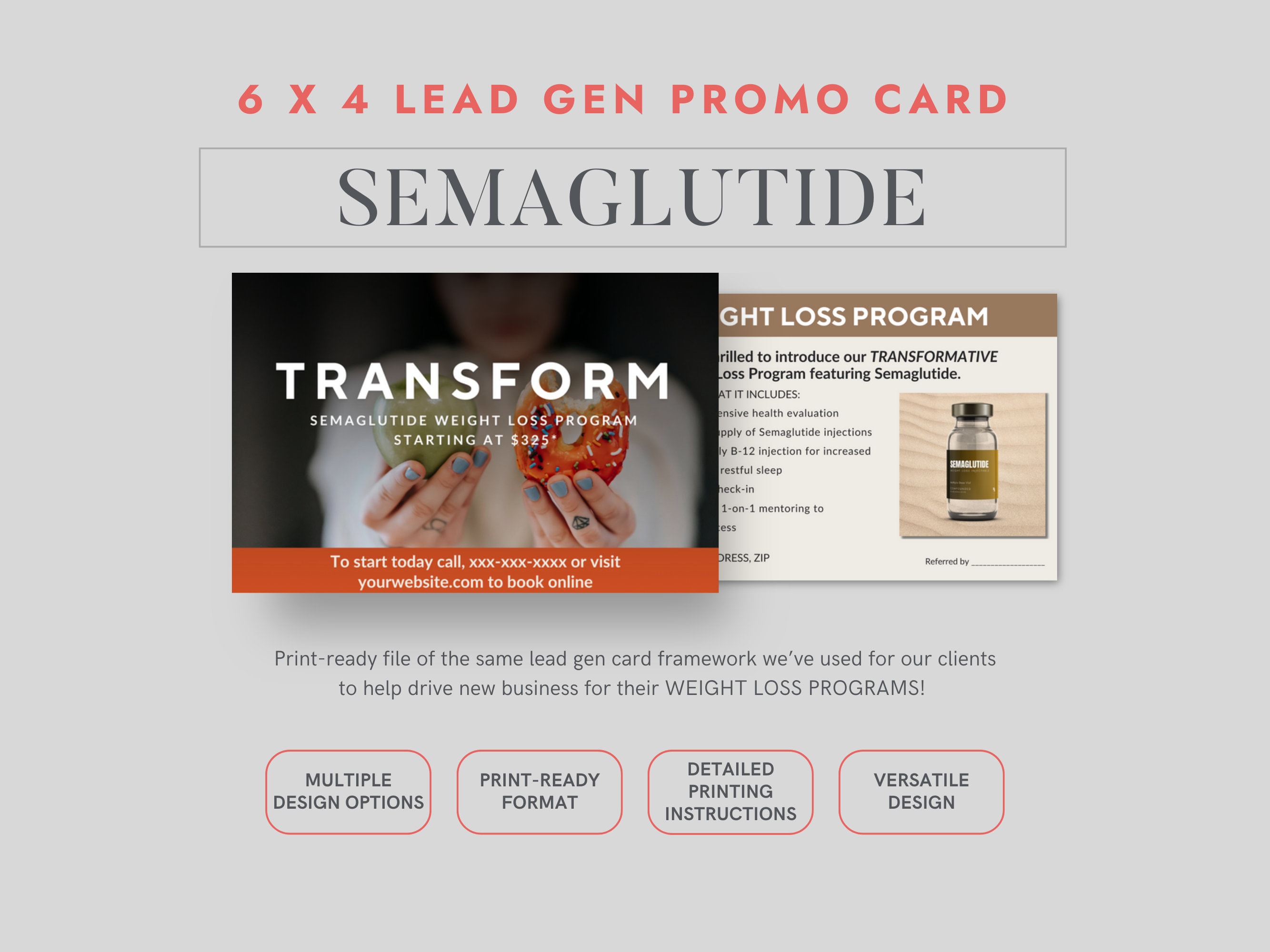 Semaglutide Weight Loss Marketing Flyer Promo Card, Canva Editable ...