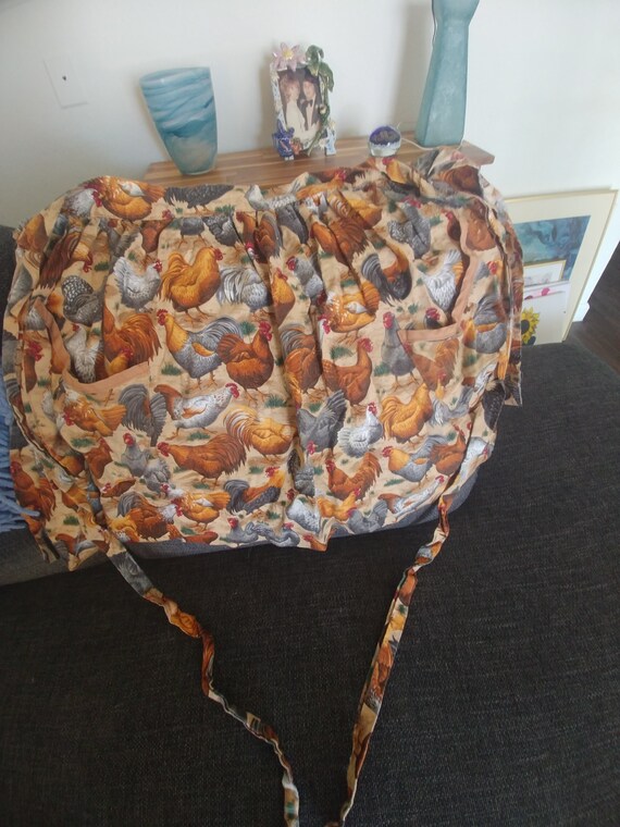 Chicken and Rooster Print Handmade Apron - Gem