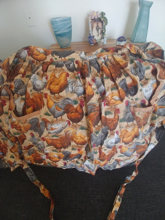 Chicken and Rooster Print Handmade Apron - Gem